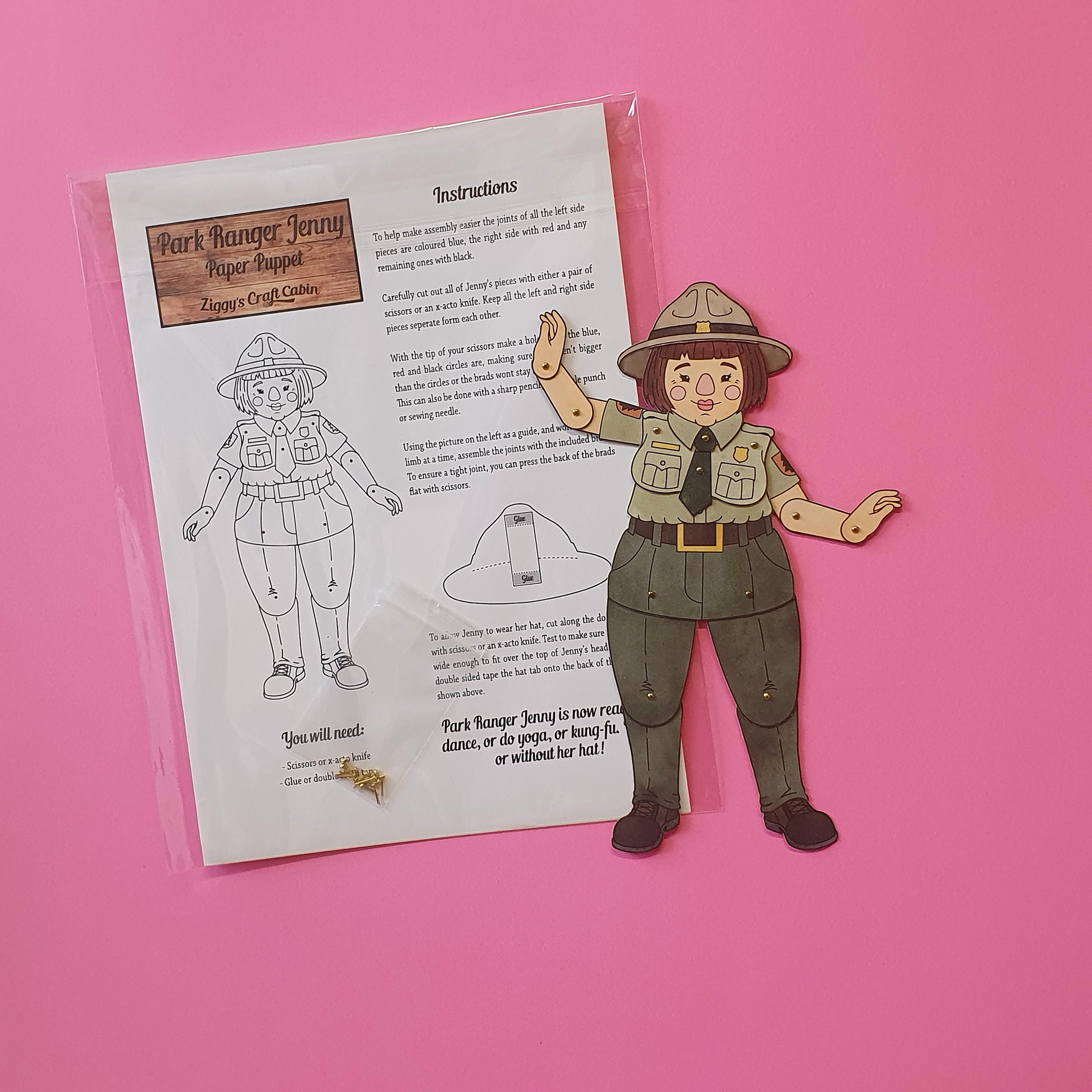 Park Ranger Jenny Paper Puppet, Articulated Paper Doll Kit - Etsy