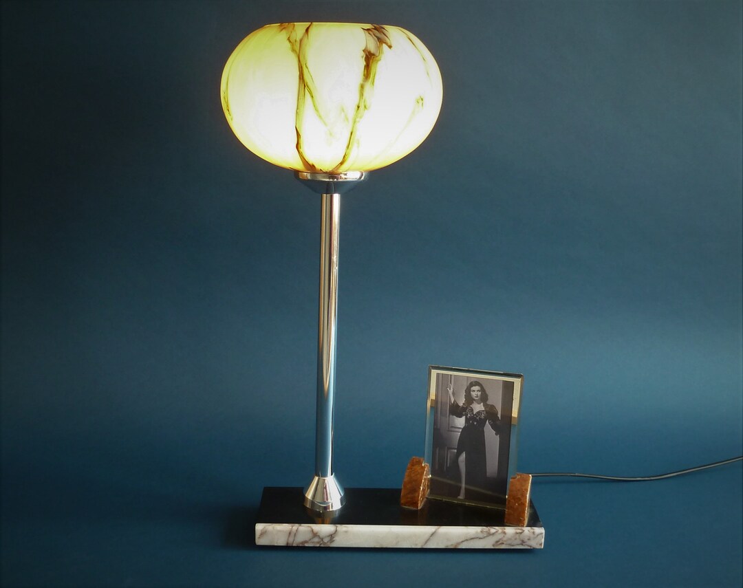 Art Deco Desk Table Lamp With Photo Frame - Etsy