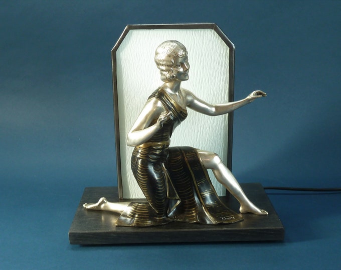Art Deco Lady Table Lamp C.faure - Etsy