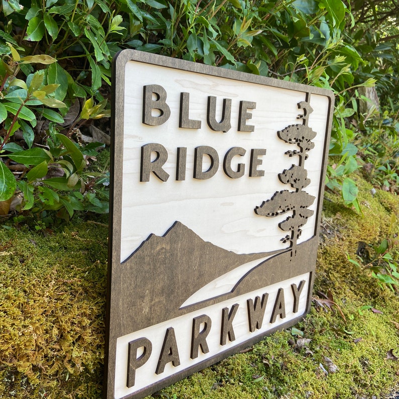 Blue Ridge Parkway Sign 18" W | Large Blue Ridge Parkway Art | Blue ...