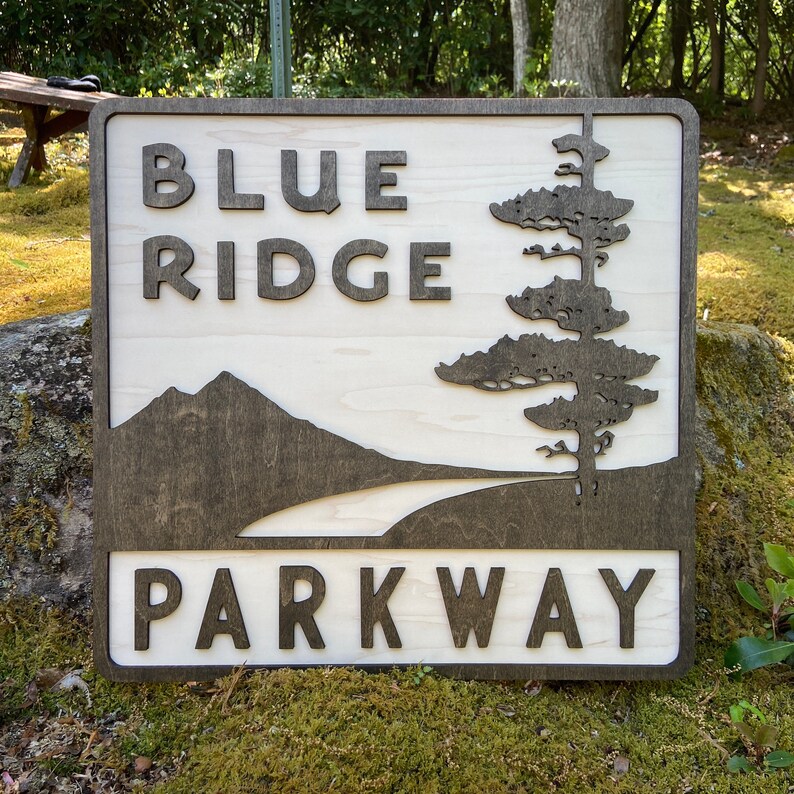 Blue Ridge Parkway Sign 18" W | Large Blue Ridge Parkway Art | Blue ...