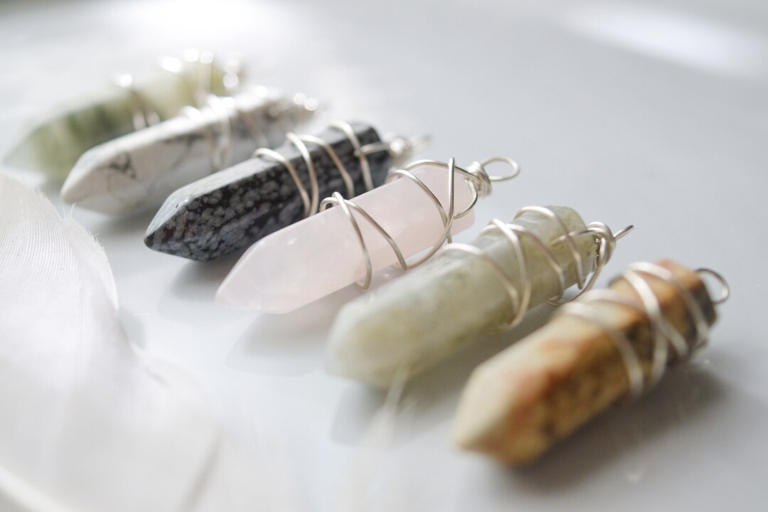 Crystal Point Pendant Necklace – Copper or Sterling Silver Wire Wrapped ...