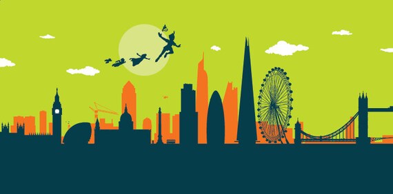 Peter Pan London Skyline Silhouette