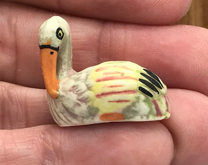 STORK Heron Crane VINTAGE Bird Mini Hand Painted Ceramic Porcelain ...