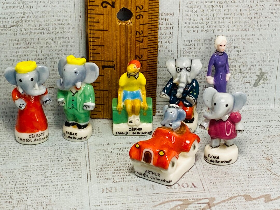 Vintage Babar the Elephant Set of 7 Celeste Arthur Flora French Feve ...