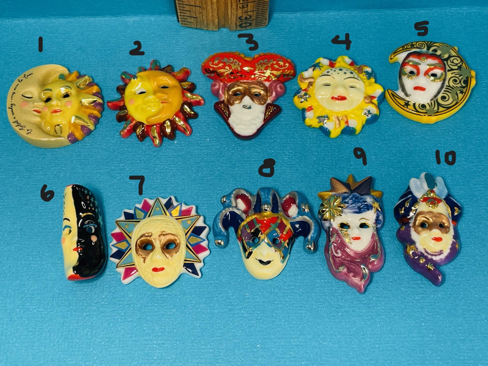 Sun & Moon VENETIAN Parade Carnival Mardi Gras MASK Masks French Feves ...