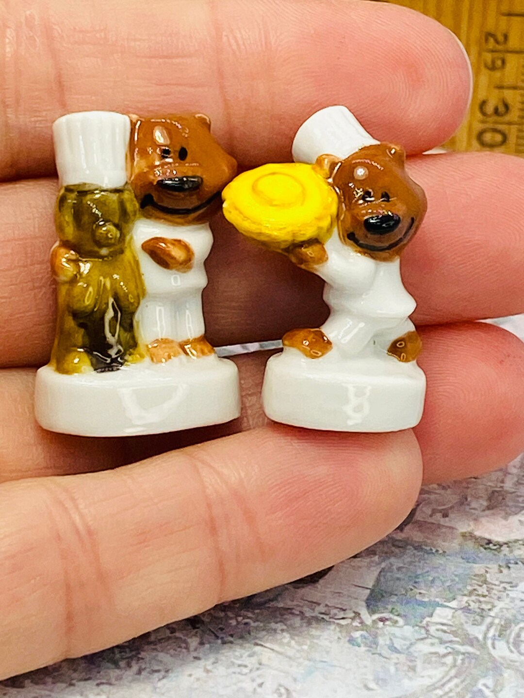 2 Tiny Teddy Bear CHEFS Baker Pastry Cook Chef Bakers Foodie Regional ...