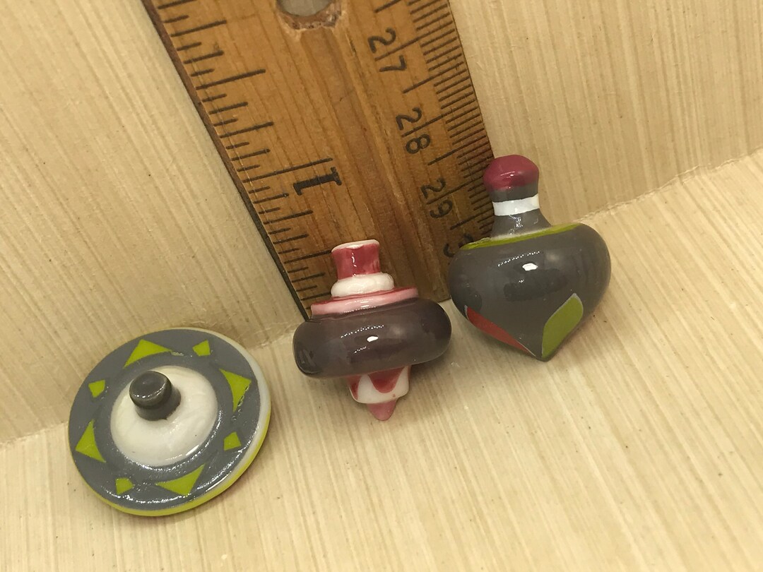 3 Tiny SPINNING TOPS Colorful Top Retro Toys French Feve - Etsy
