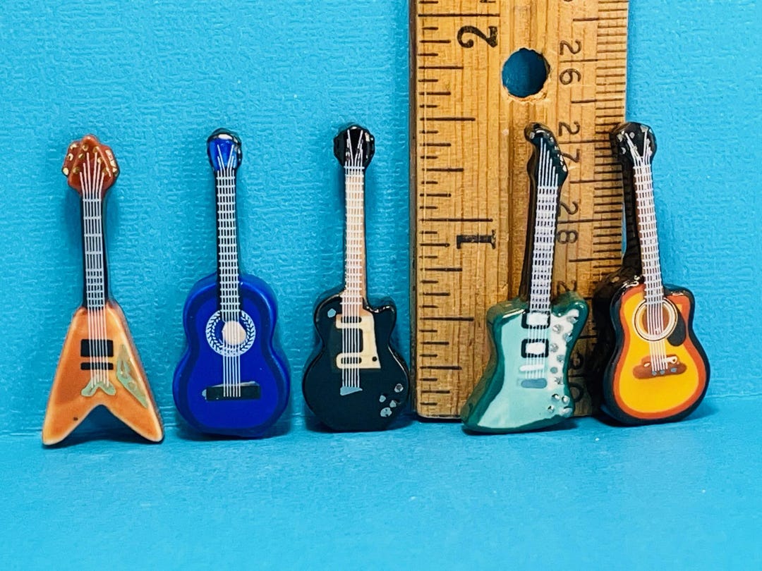 Electric & Acoustic GUITARS Tiny Musical Instruments Music Musician ...
