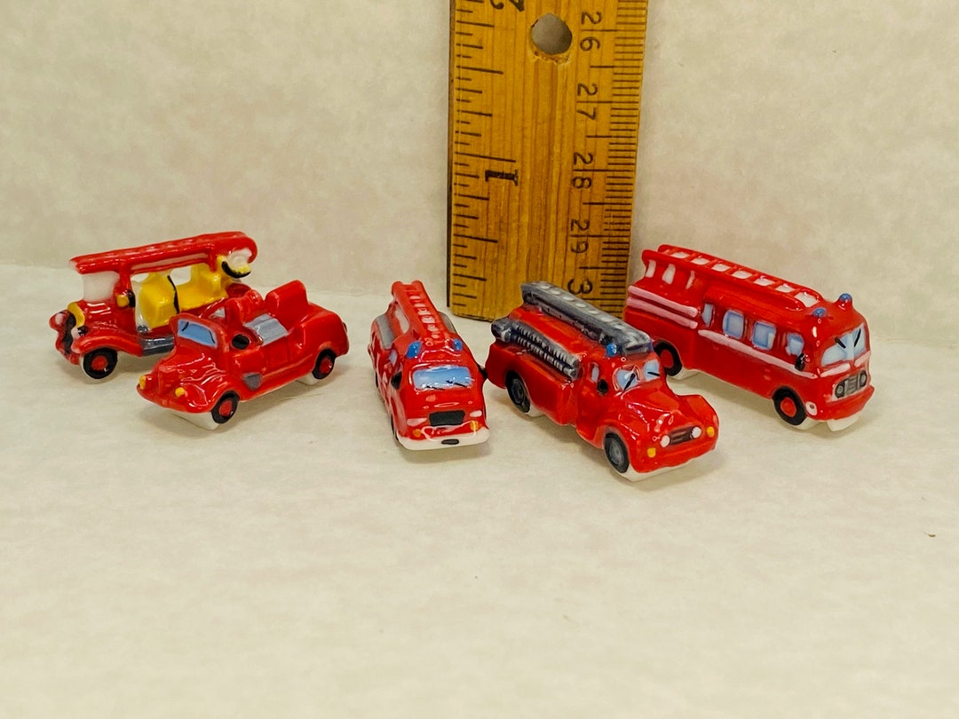 Tiny FIRE TRUCKS Pumper Ladder Engine Tanker Hose Cars Vintage Style ...