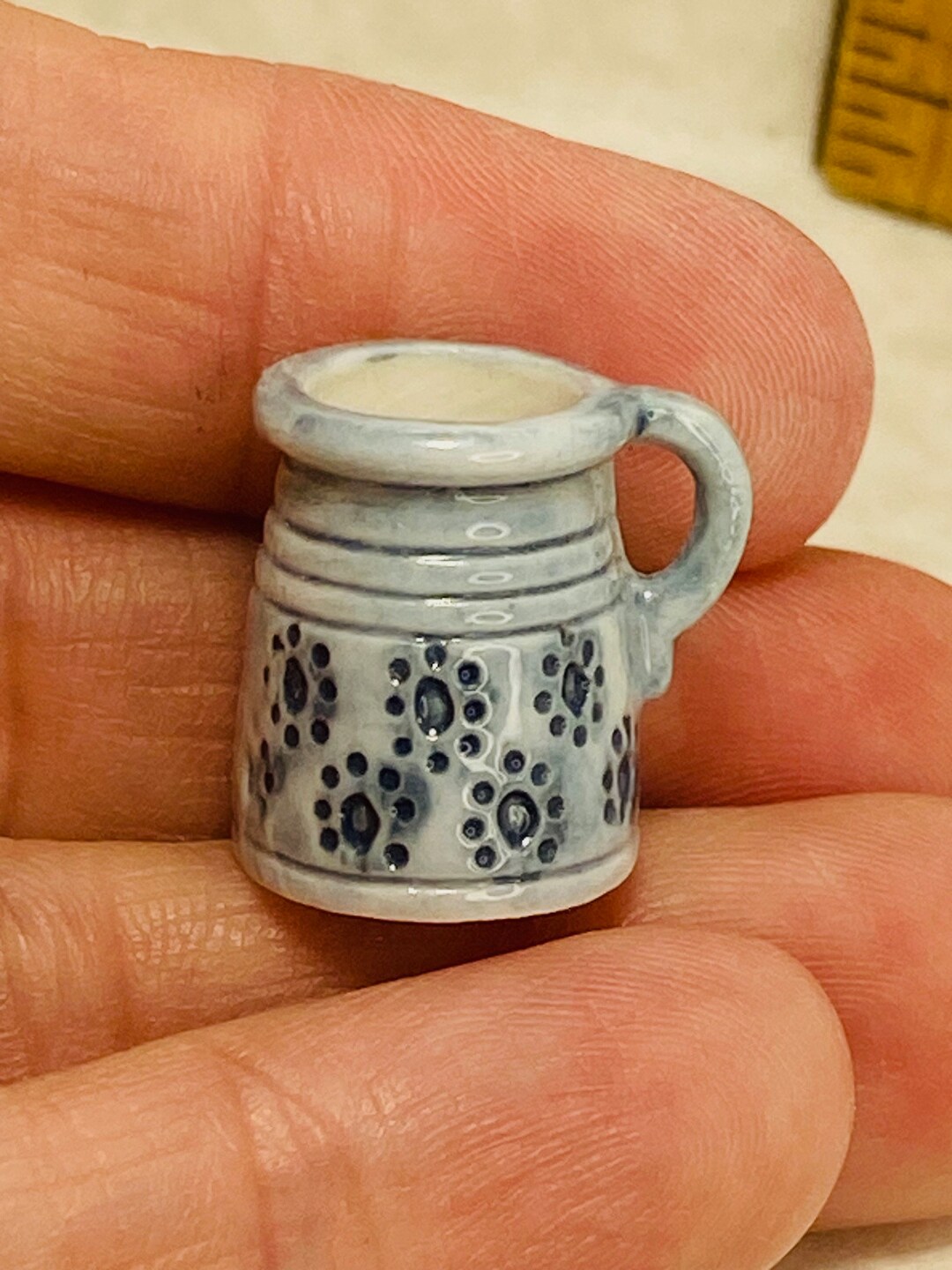 Jug ART VASE Pottery Porcelain Gray Floral Modern Pitcher Ceramic Mini ...