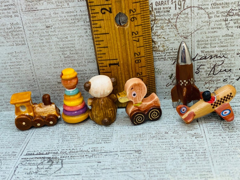 Tiny Wooden RETRO TOYS Train Plane Rocket Duck Pull Toy Bear - Etsy