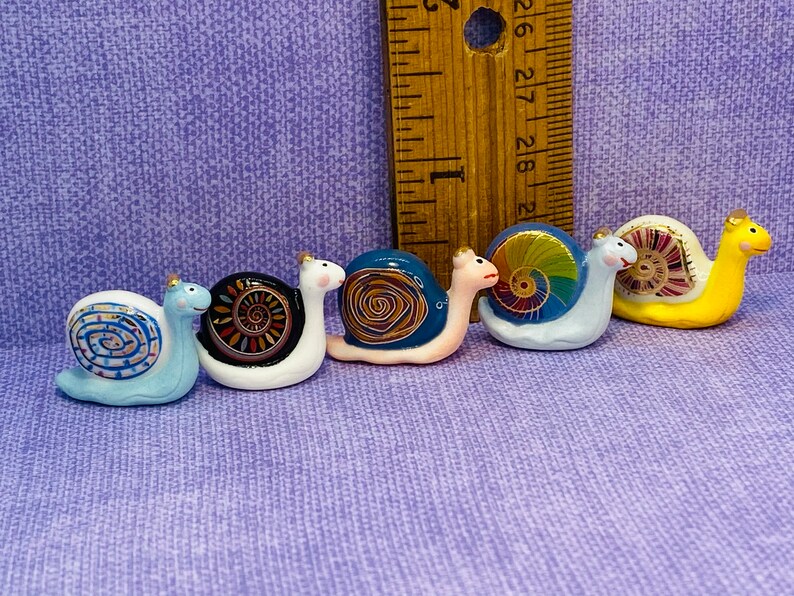 SNAILS Decorated Shells Snail Figures Escargot Sculptures - French Feve ...