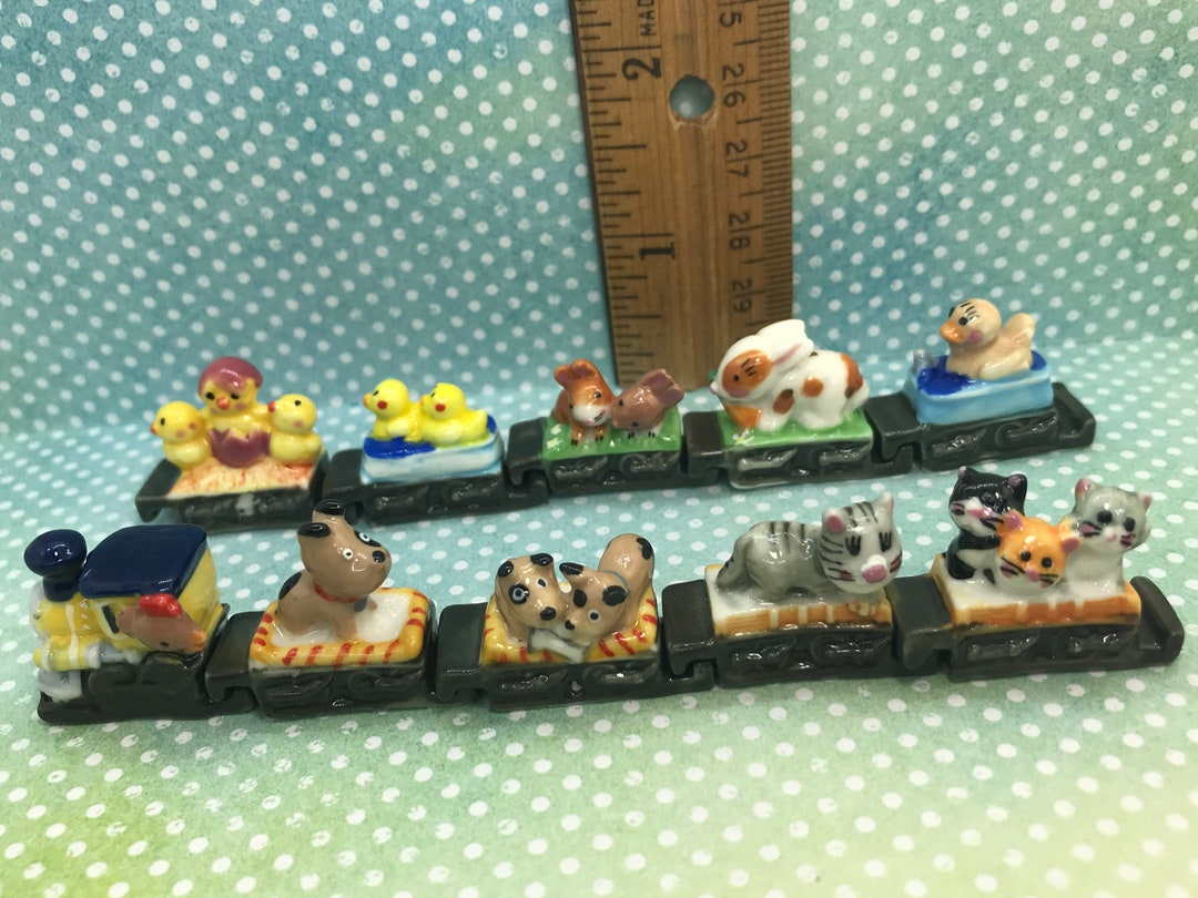 FARM ANIMAL TRAIN Mother & Child Mama Babies 10 Pc Set Puppy Kitten ...