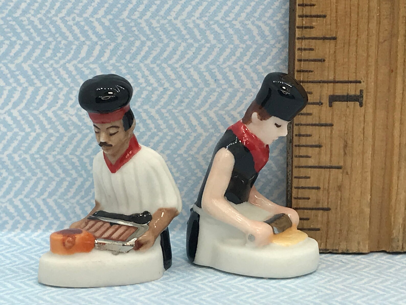 2 Tiny BAKERS Pastry Chef Cook Man Figures Miniature Chefs Baker Cooks ...