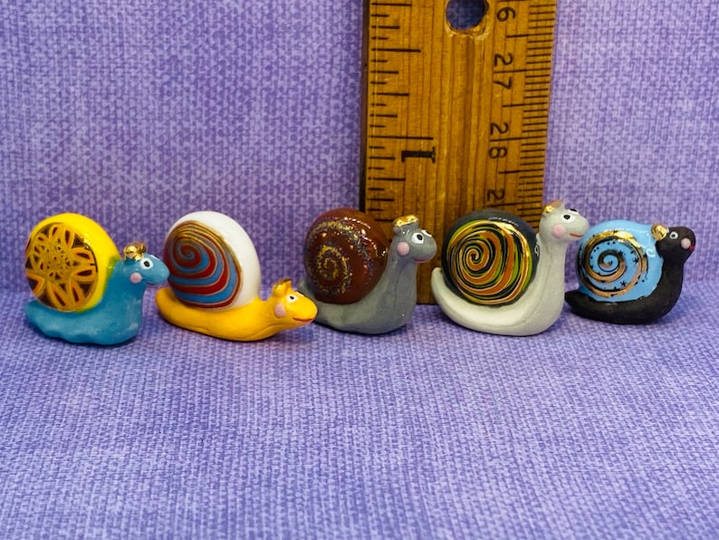 SNAILS Decorated Shells Snail Figures Escargot Sculptures - French Feve ...