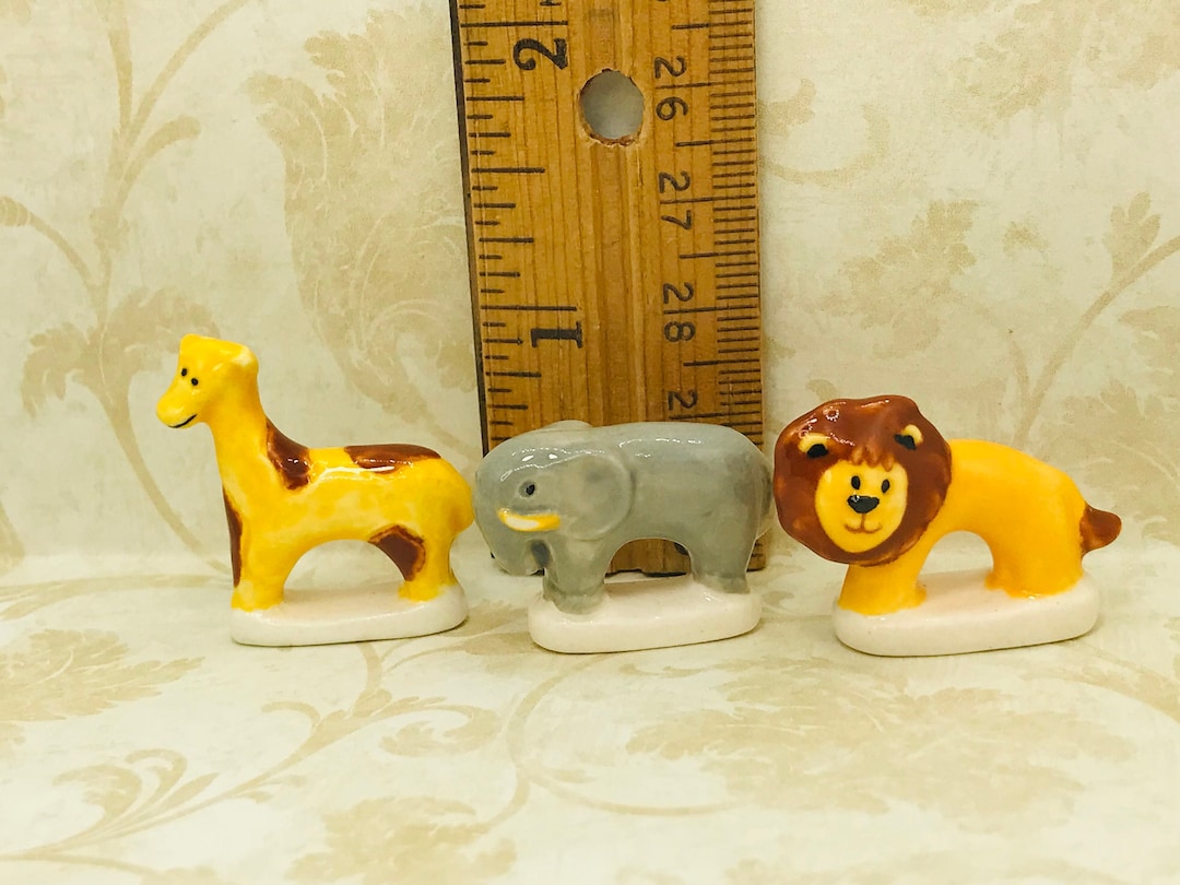 Tiny Skinny ZOO ANIMALS Giraffe Lion Elephant 3pc Set - French Feve ...