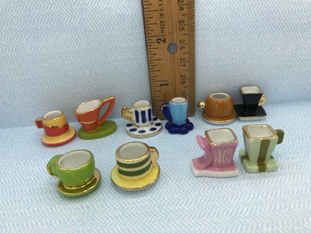 Tiny CUP & SAUCER Fancy China Yellow Demitasse Teacup, Coffee Cup Fine ...