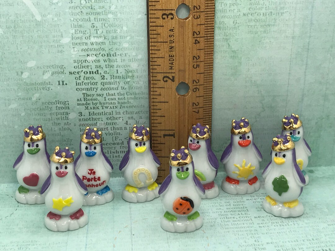 Tiny PENGUINS Good Luck Kings Crowned Lucky Charms Penguin - French ...