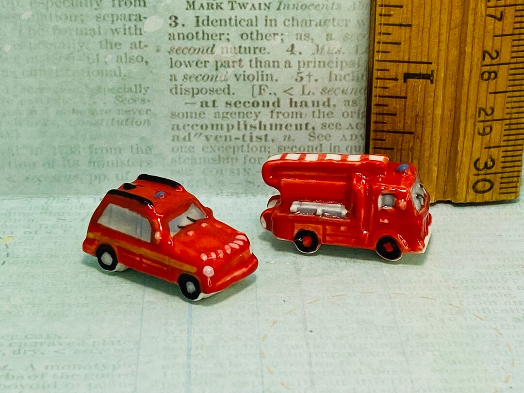 Tiny Vintage FIRE TRUCKS Ladder Engine Pumper Tanker Hose Truck Car ...