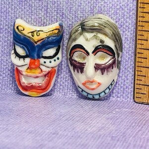 Japanese KABUKI MASKS **chipped** Dance Theatre Chinese Opera Tiny ...