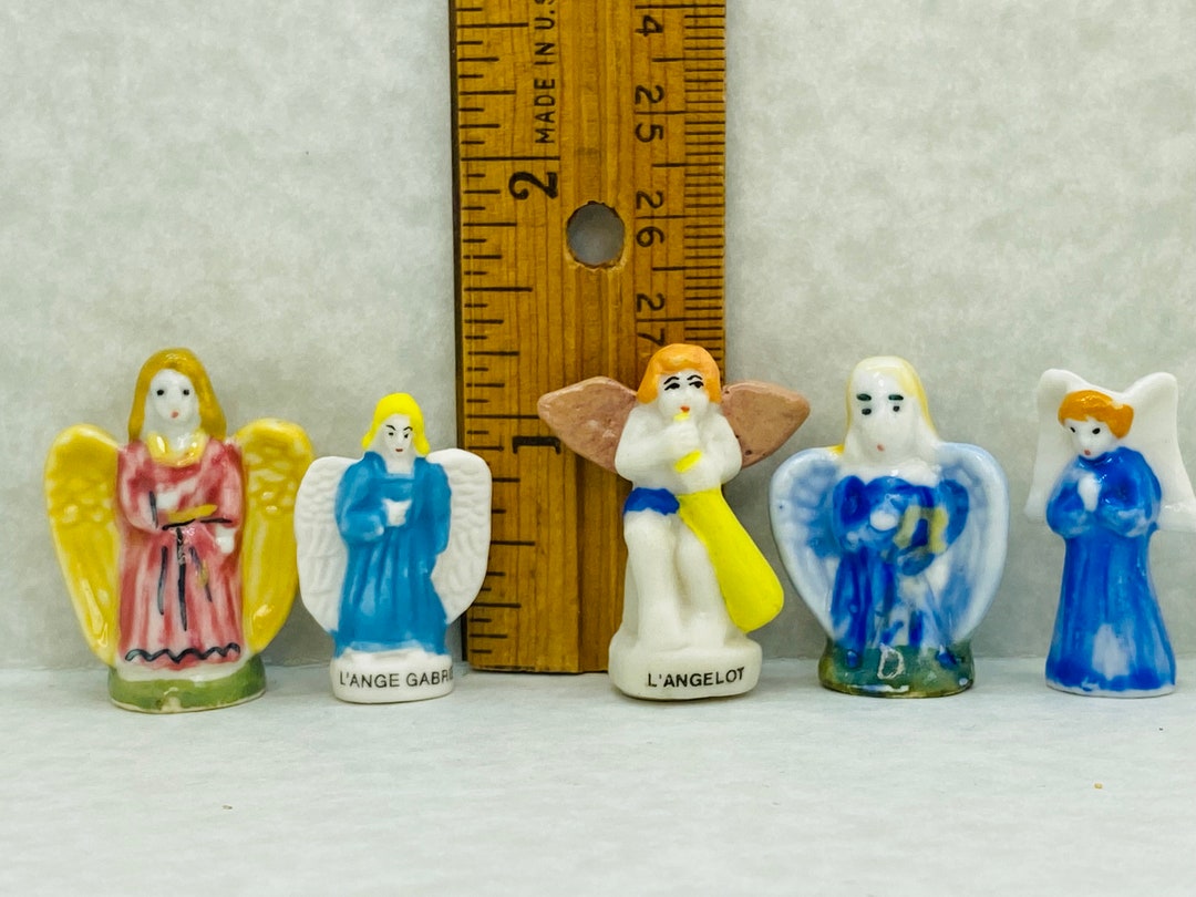 ANGELS Hand Painted Vintage Nativity Figures Angel - French Feve Feves ...