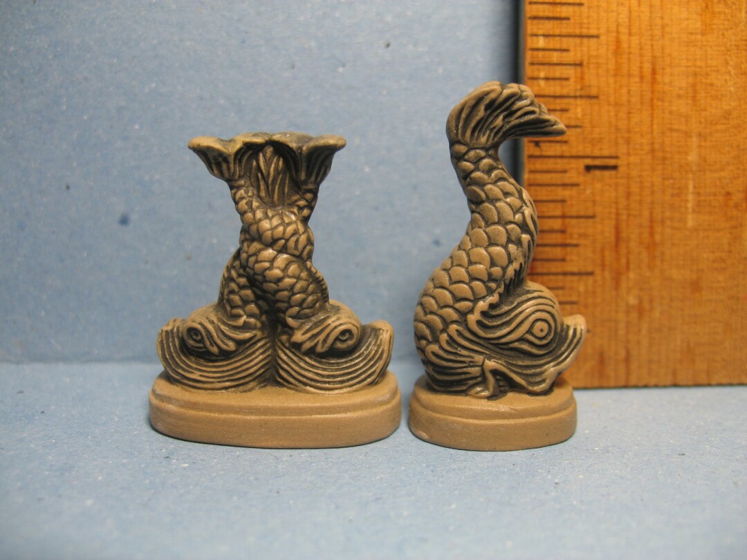 Carved DOLPHINS Antique Style Statues Serpent Dragon Fountain Gutter ...