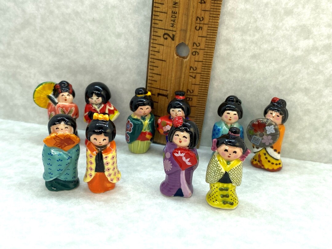 GEISHA Dolls KOKESHI Japanese Doll Kimono Asian Dress Chinese Toy ...