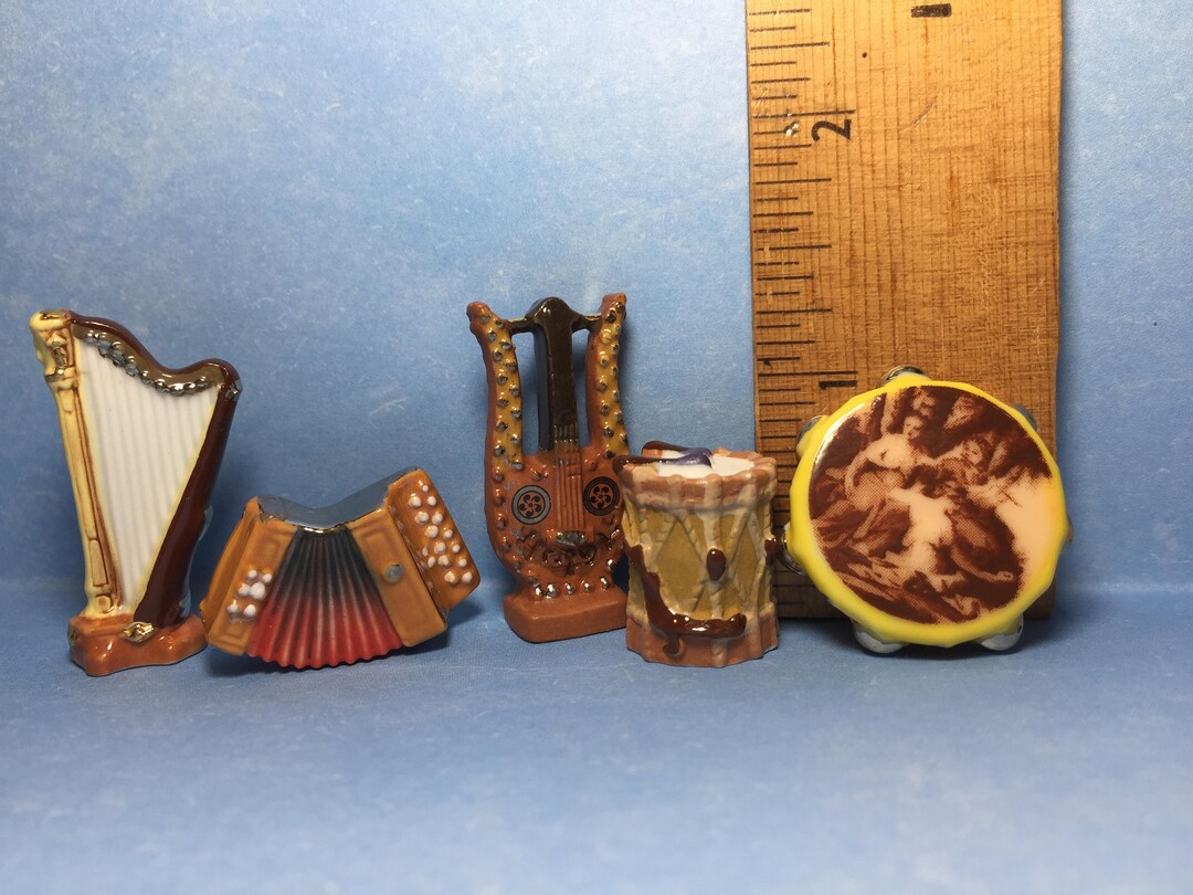 Tiny Musical Instruments: Harp Accordian Drum Tamborine Folk French ...