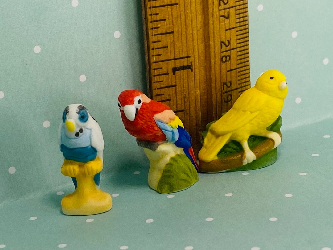 Tiny BIRDS Parakeet Parrot Canary French Feves Feve Hand Painted ...
