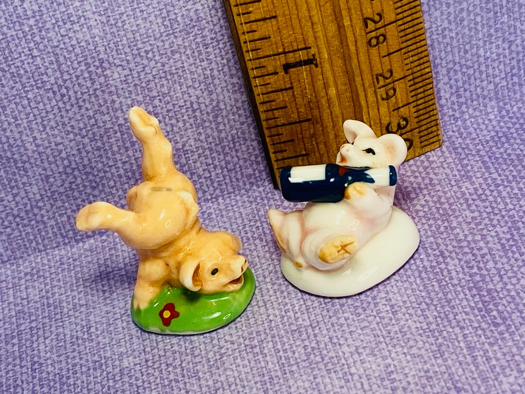 WILD Party Piggies Pigs Piglet Pig Hand Painted Porcelain French Feve ...