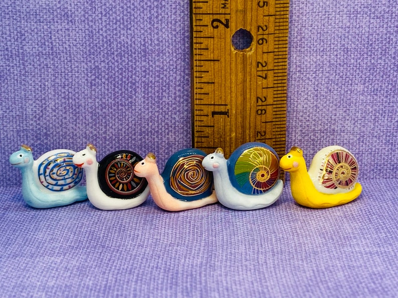 SNAILS Decorated Shells Snail Figures Escargot Sculptures - Etsy