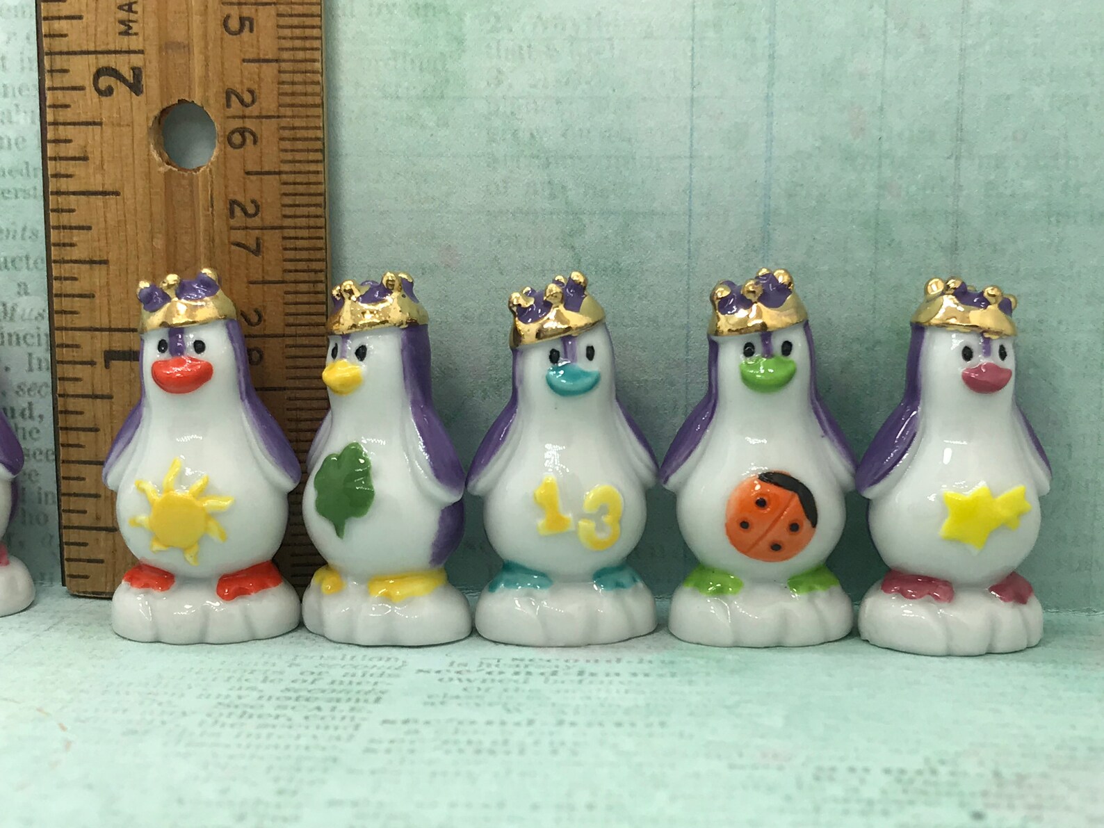 Tiny PENGUINS Good Luck Kings Crowned Lucky Charms Penguin - French ...