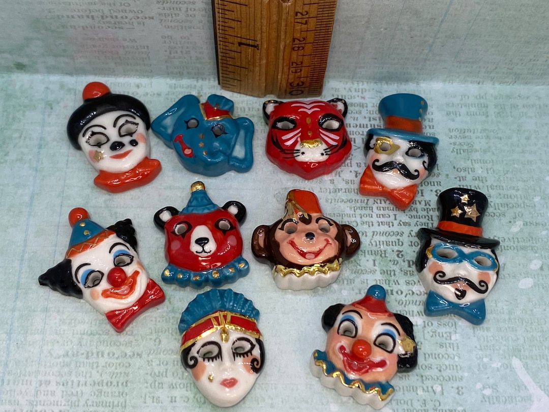 CIRCUS MASKS Clown Carnival Mardi Gras Mask Elephant Bear Ringmaster ...