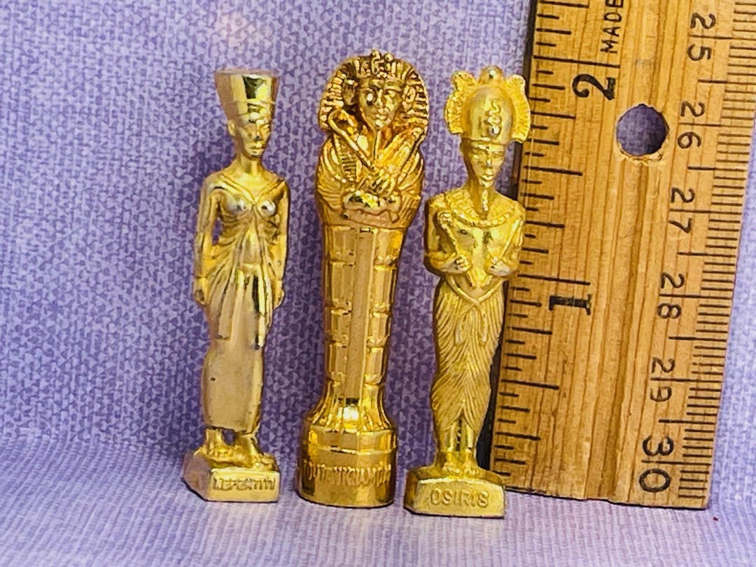 King Tut, Nefertiti & Osiris Tutankhamun GOLD METAL Pharaoh Egyptian ...