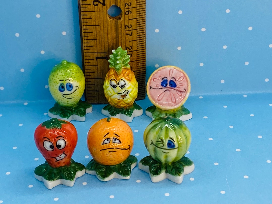 Tiny Fruit People Cartoon 6 Pcs Lime Melon Pineapple Orange Grapefruit ...