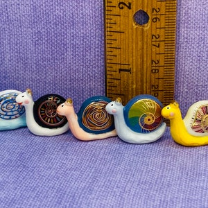SNAILS Decorated Shells Snail Figures Escargot Sculptures - French Feve ...
