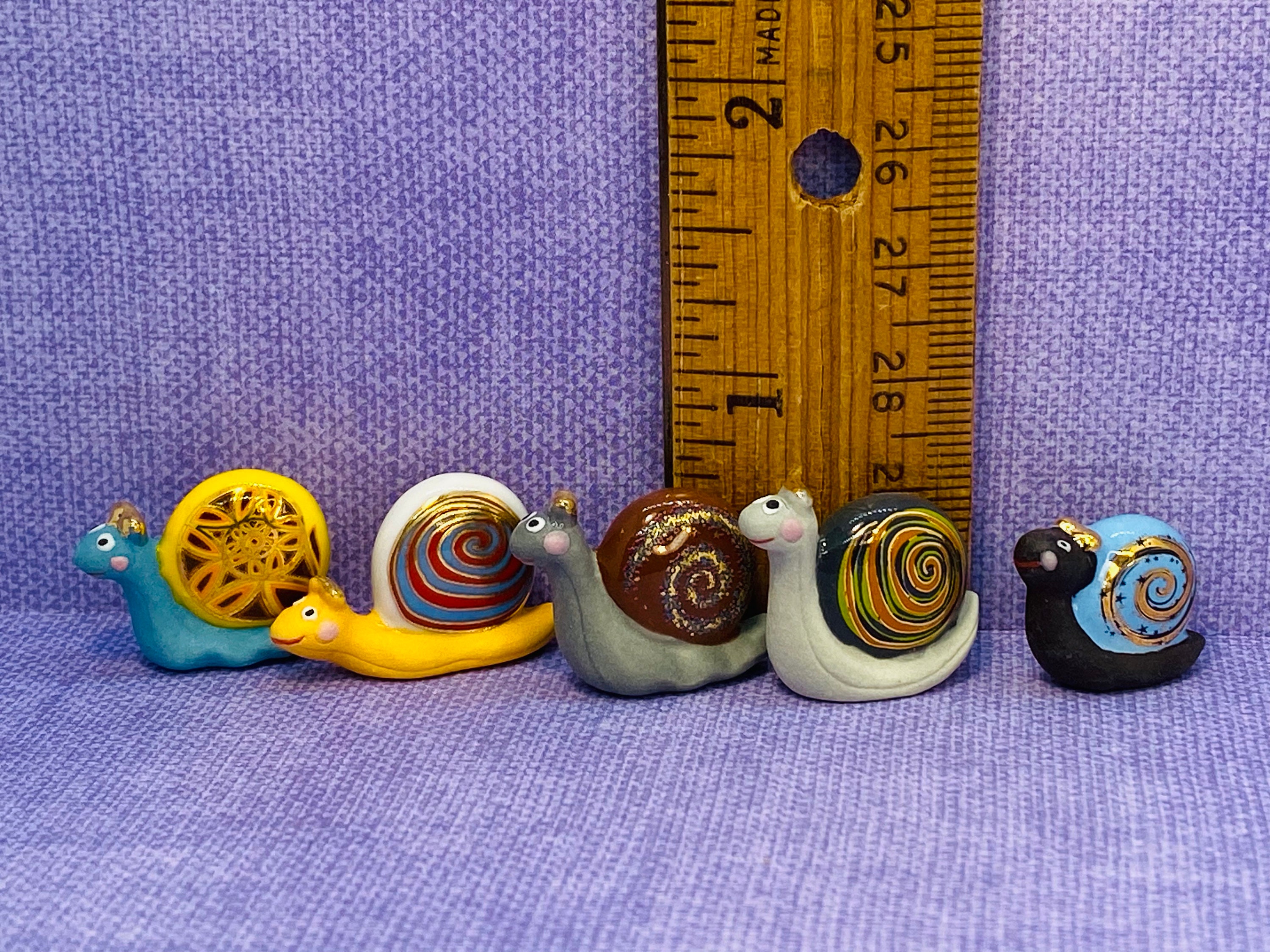 SNAILS Decorated Shells Snail Figures Escargot Sculptures - French Feve ...