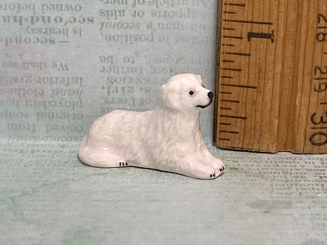 Tiny White Dog Great Pyrenees French Feves Feve Hand Painted Porcelain ...