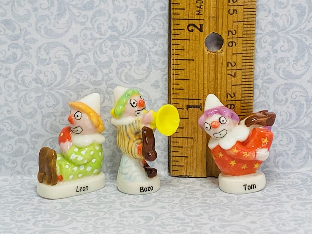 3 CIRCUS CLOWNS Clown Juggler Hand Painted Vintage French Feve Feves ...