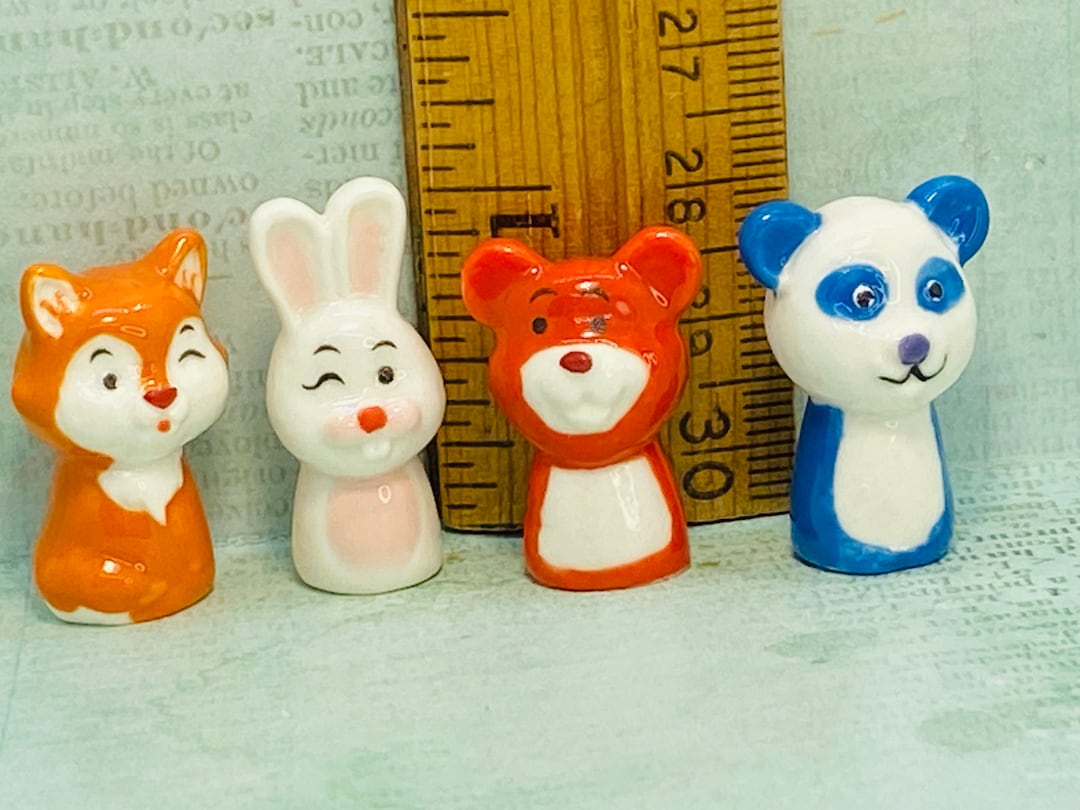 Tiny Cartoon ANIMALS Nursery Playroom Statue Art Fox Panda Bear Bunny ...