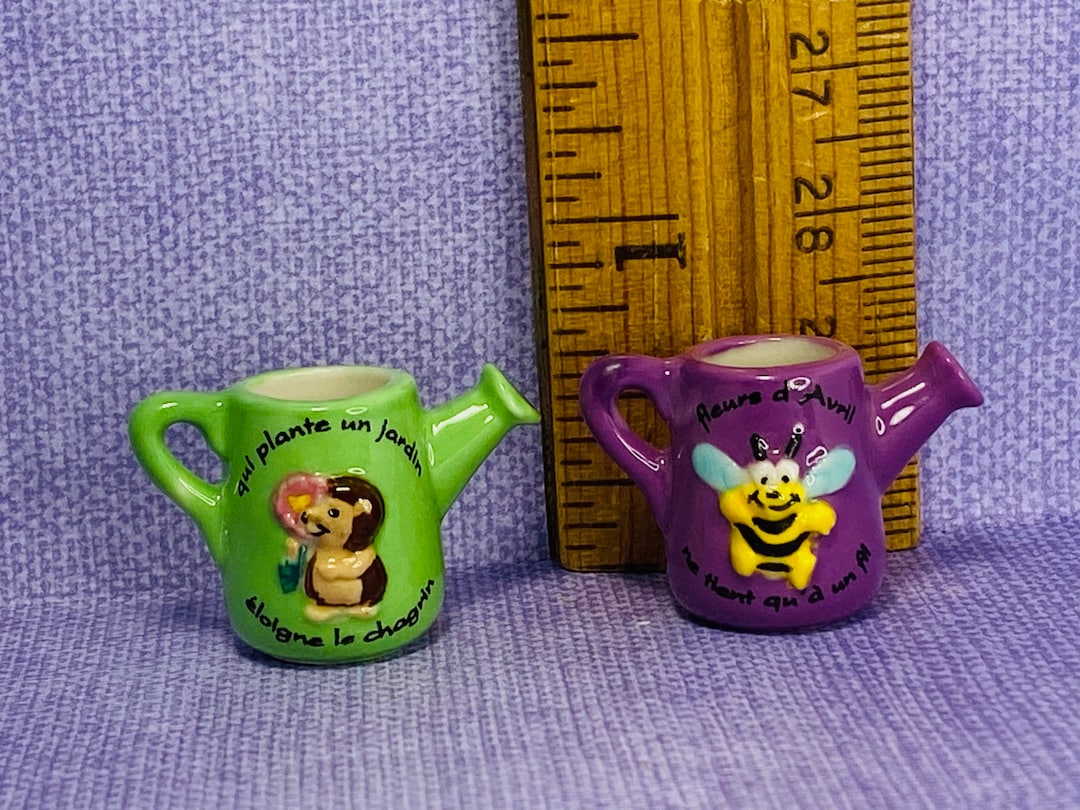 Tiny WATERING CANS Can Bumblebee Honey Bee & Hedgehog Gopher French ...