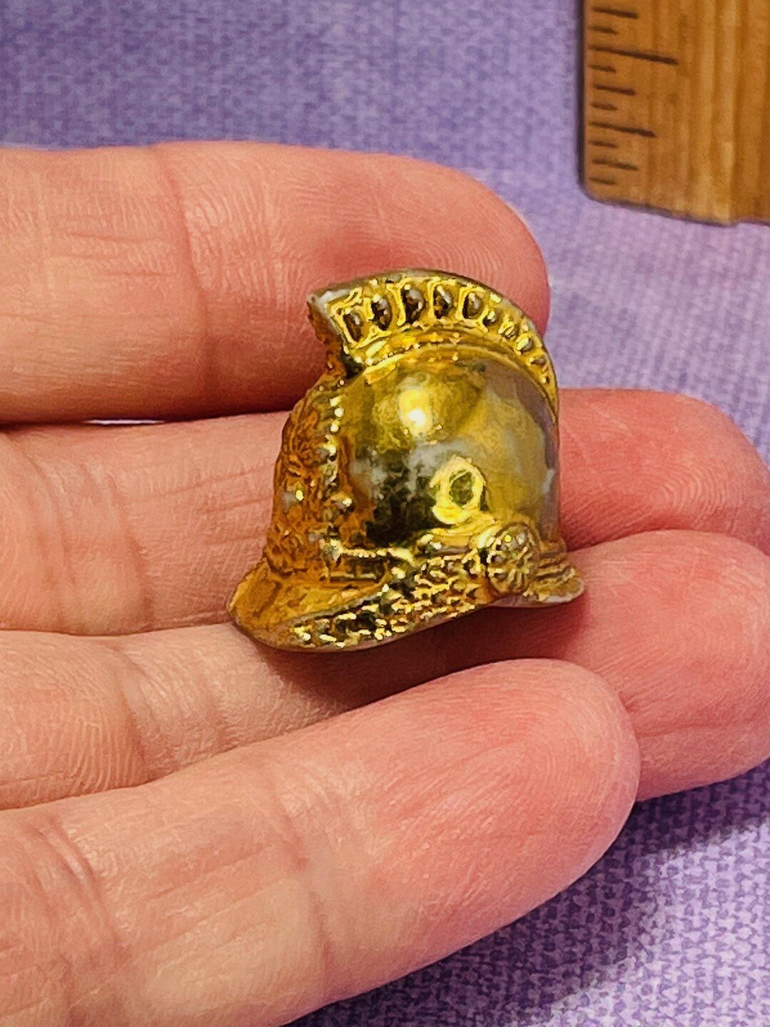 Tiny Golden Fireman's Helmet Vintage Antique Style HAT Mini Millinery ...