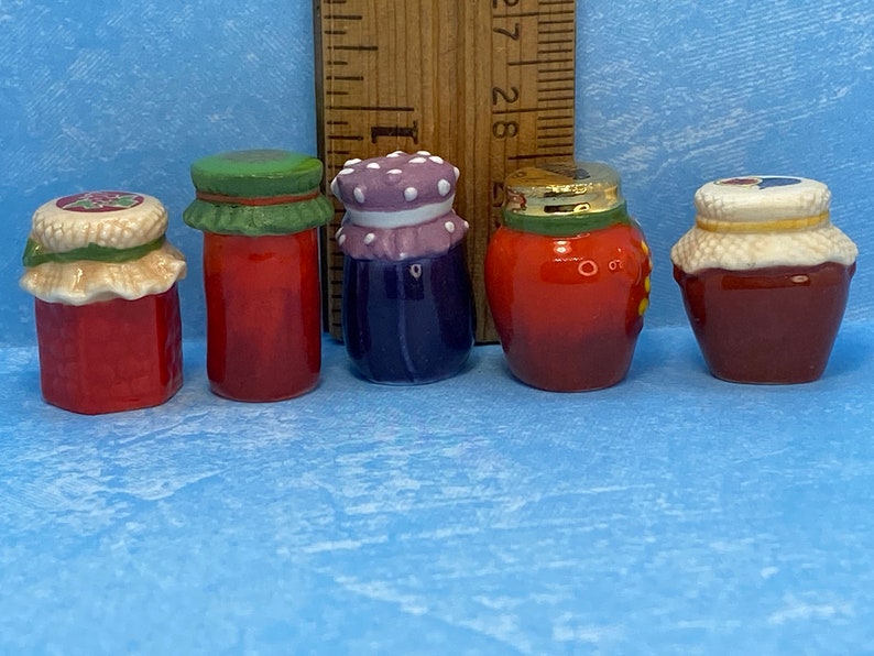 Tiny JAM & JELLY Pots Kiwi Orange Quince Prune Currant Food Jars Jams ...