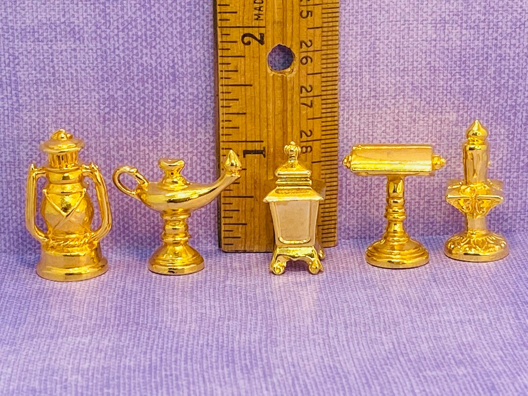 Vintage Table LAMPS Light Gold Golden Metal Figure Miniature - French ...