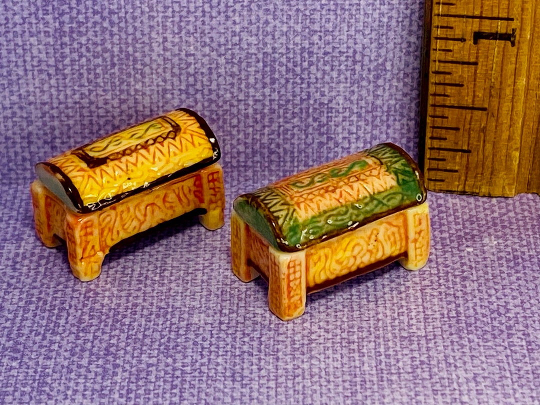 Tiny Dome Shaped Trunk TRINKET Box Colorful Mini Vintage Jewelry Box 2 ...