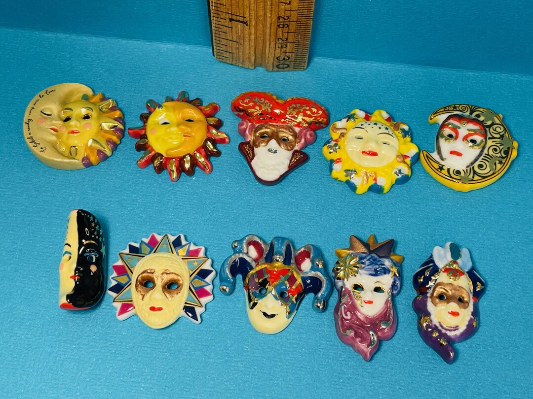 Sun & Moon VENETIAN Parade Carnival Mardi Gras MASK Masks French Feves ...