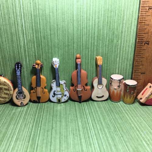 Tiny Musical Instruments: Electric Guitar Violin Accordian - Etsy