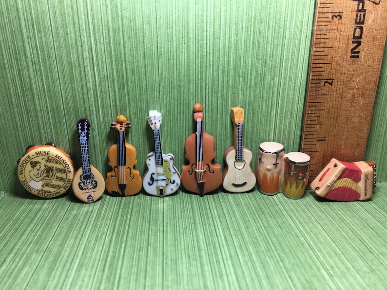 Tiny Musical Instruments: Electric Guitar Violin Accordian - Etsy UK