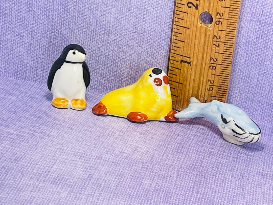 Art Pottery ANIMALS Penguin Walrus Whale 3pcs VINTAGE Ceramic Figures ...